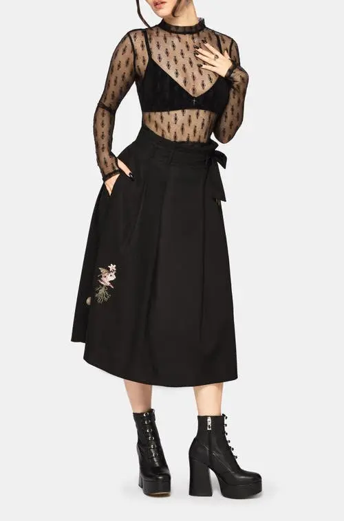 DISTURBIA Faela Fairy Embroidered Midi Skirt