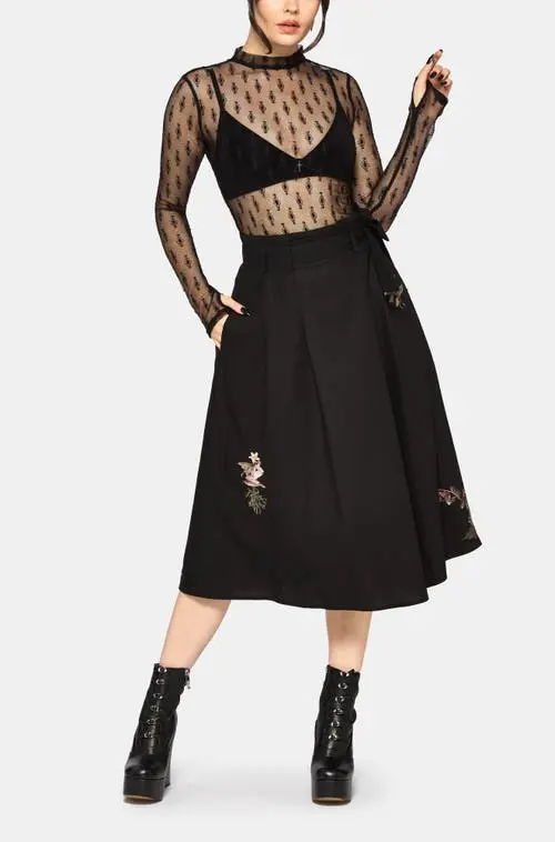 DISTURBIA Faela Fairy Embroidered Midi Skirt