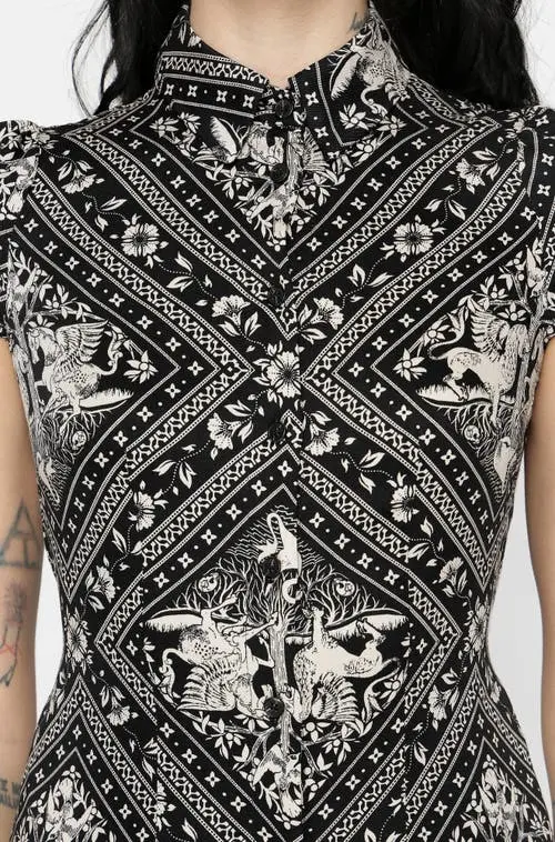 DISTURBIA Hexweave Fitted Midi Shirt Dress