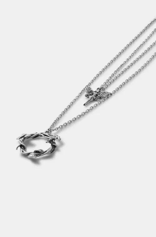 DISTURBIA Sterling Fairy Layered Necklace With Amethyst