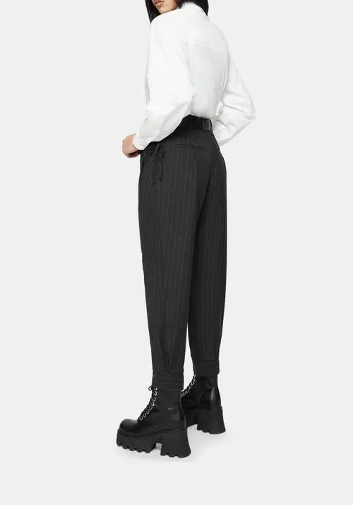 DISTURBIA Sabrina Pinstripe Bow Detail Trouser