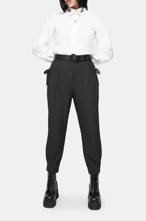 DISTURBIA Sabrina Pinstripe Trouser With Bow Detail