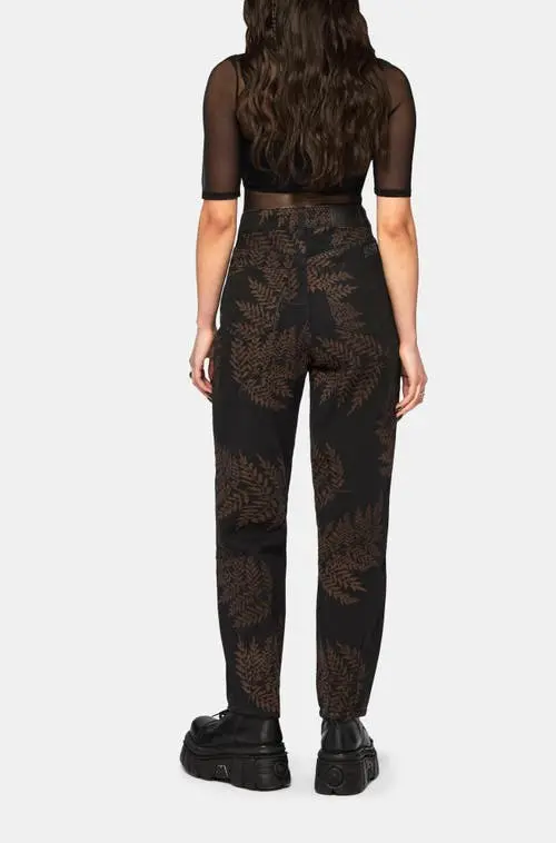DISTURBIA Ruin Fern Printed Barrel Leg Denim Jeans