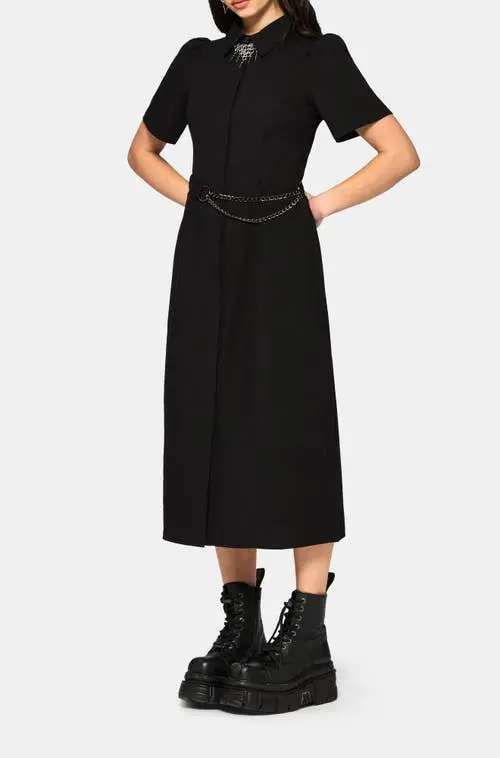 DISTURBIA Chain Belted Collared Midaxi Dress