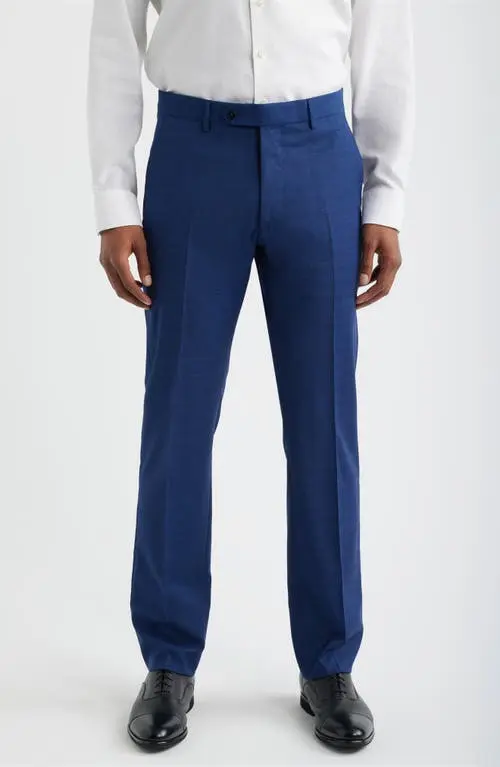 Zanella Noah Glen Check Flat Front Wool & Cotton Dress Pants