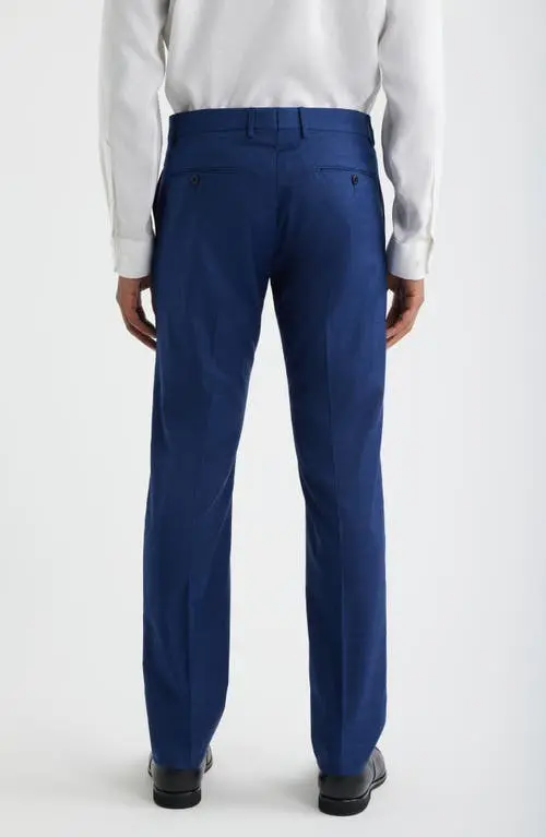 Zanella Noah Glen Check Flat Front Wool & Cotton Dress Pants