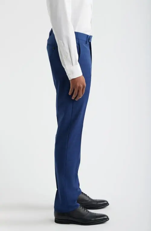 Zanella Noah Glen Check Flat Front Wool & Cotton Dress Pants