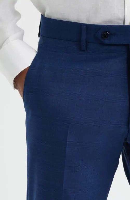 Zanella Noah Glen Check Flat Front Wool & Cotton Dress Pants