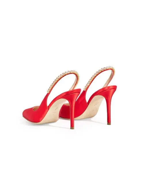 TEMPERLEY LONDON Raven Satin Slingbacks - Red