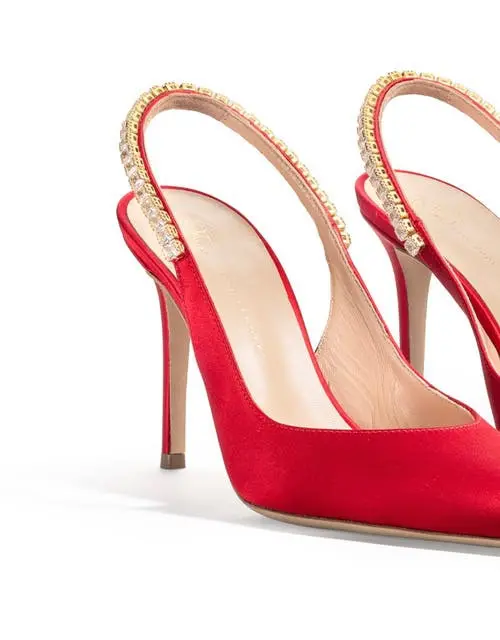 TEMPERLEY LONDON Raven Satin Slingbacks - Red