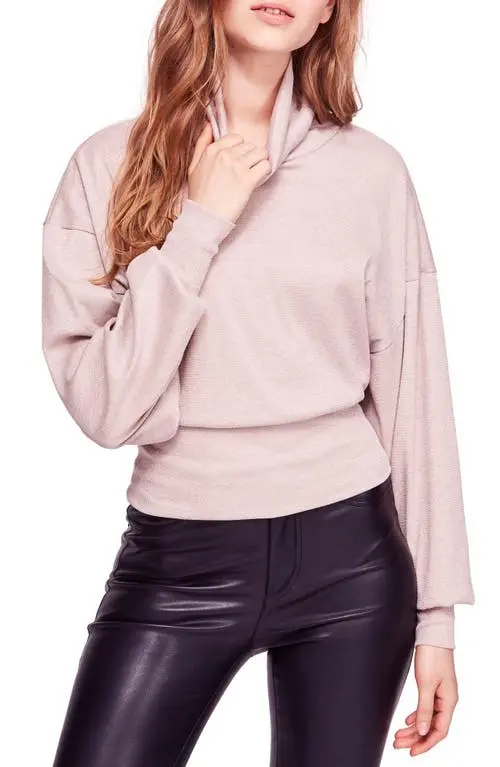 Free People Glam Turtleneck With Metallic Threads And Rib-knit Waistband