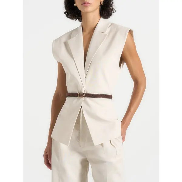 Manière De Voir Linda Linen Wide Shoulder Waistcoat