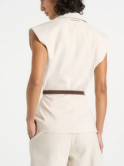 Manière De Voir Linda Linen Wide Shoulder Waistcoat