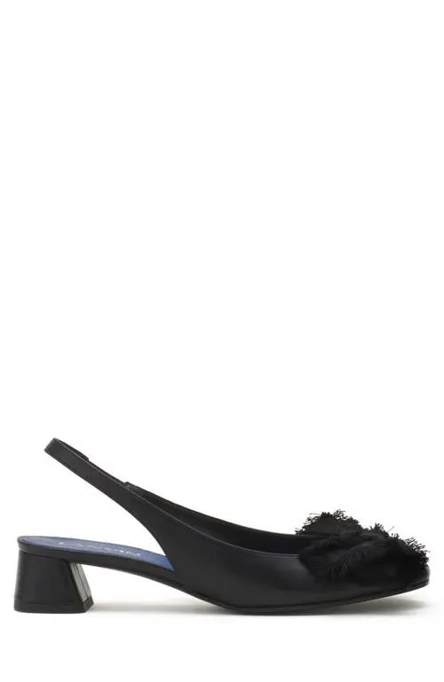 LANVIN Heeled Slingback Ballerina In Leather - Black