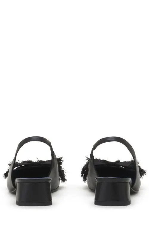 LANVIN Heeled Slingback Ballerina In Leather - Black