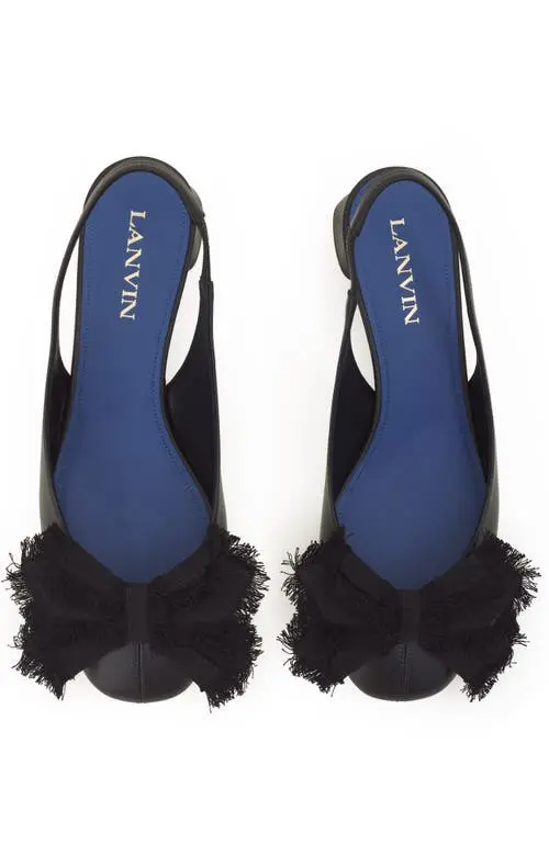 LANVIN Heeled Slingback Ballerina In Leather - Black
