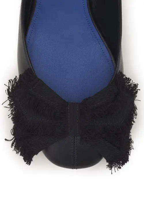 LANVIN Heeled Slingback Ballerina In Leather - Black