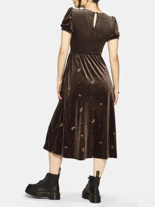 DISTURBIA Seraphine Dragonfly Velour Midi Dress