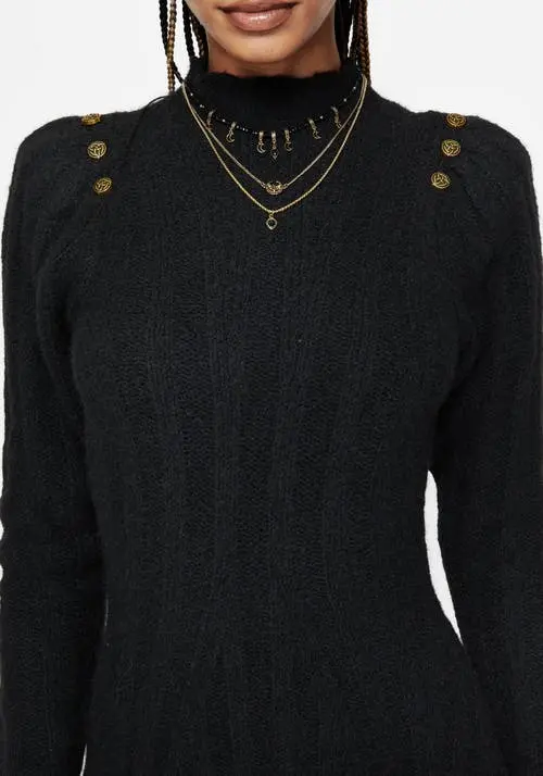 DISTURBIA Dream Ribbed Skater Knit Dress