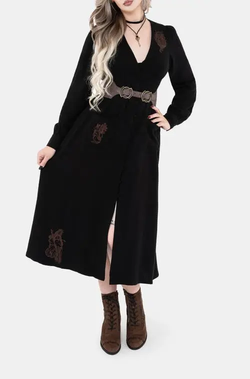 DISTURBIA Hexborn Linen-blend Baba Yaga Midi Dress
