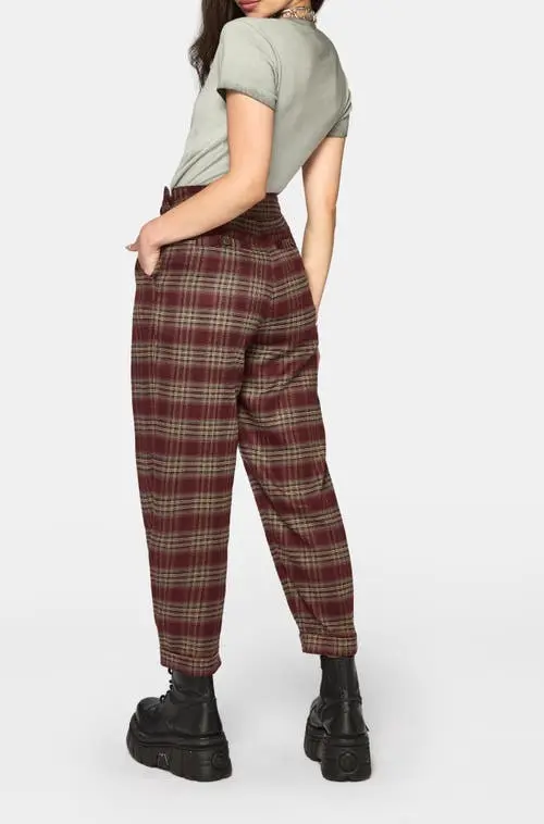 DISTURBIA Cecily Buckle Check Balloon Trousers
