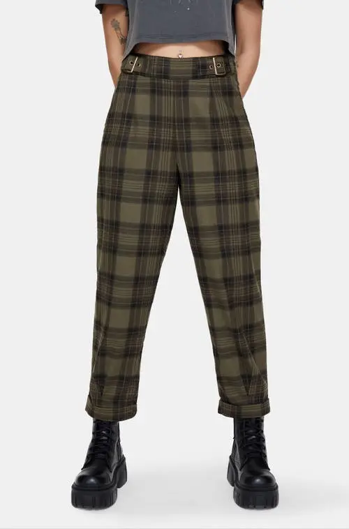 DISTURBIA Cecily Buckle Check Balloon Trousers