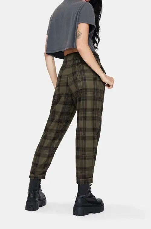 DISTURBIA Cecily Buckle Check Balloon Trousers
