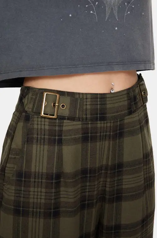 DISTURBIA Cecily Buckle Check Balloon Trousers