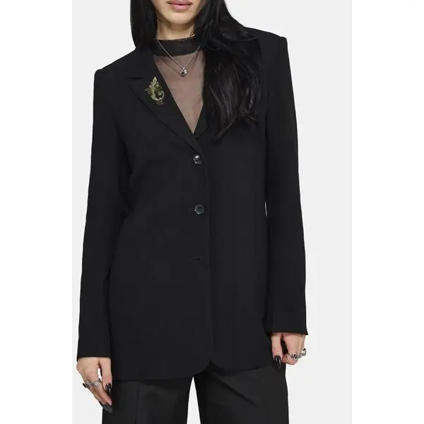 DISTURBIA Ellis Embroidered Longline Blazer