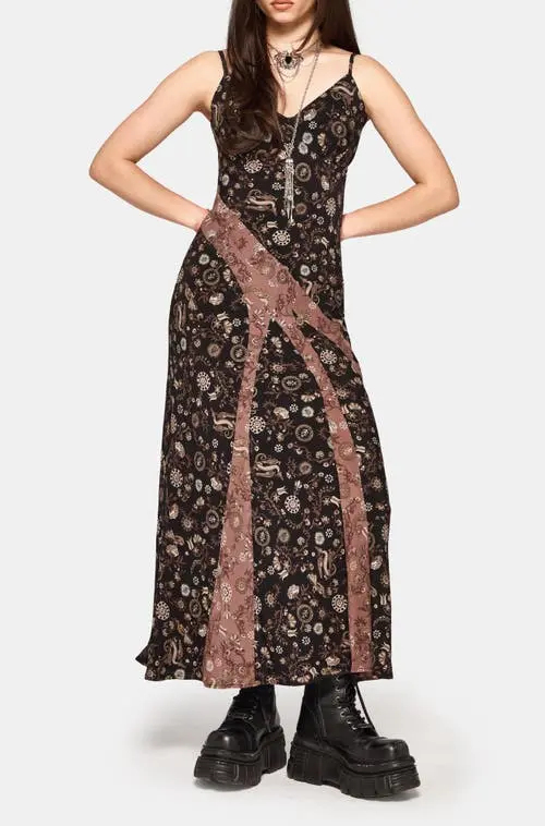 DISTURBIA Sylra Ditsy Folk Print Midaxi Dress