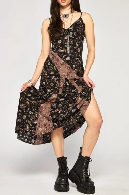 DISTURBIA Sylra Ditsy Folk Print Midaxi Dress
