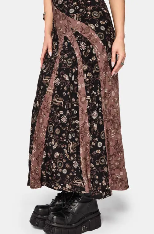 DISTURBIA Sylra Ditsy Folk Print Midaxi Dress