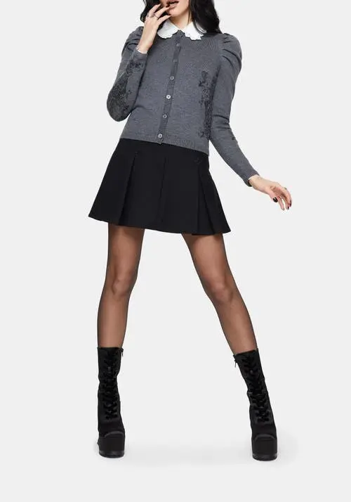 DISTURBIA Nia Puff Sleeve Arch Knit Cardigan