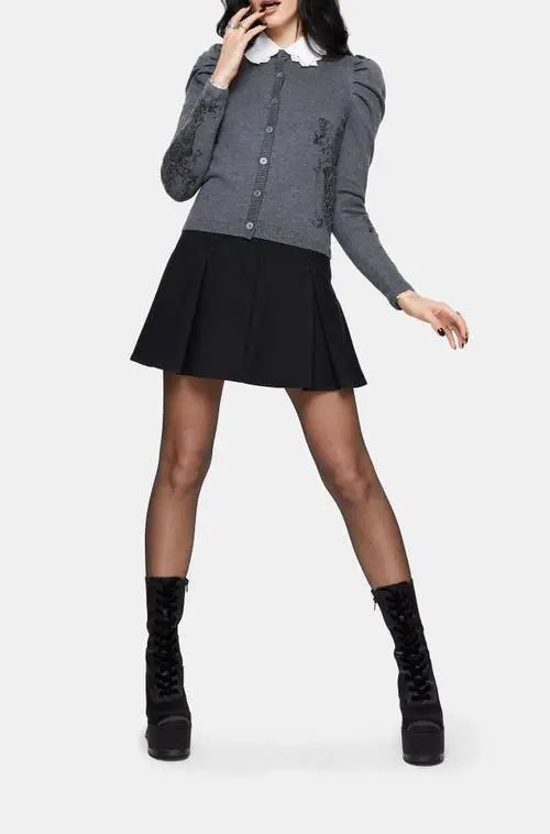 DISTURBIA Puff Sleeve Arch Knit Cardigan