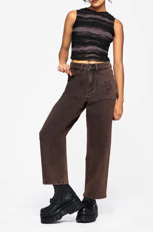DISTURBIA Echo Embroidered Pocket Cropped Jeans