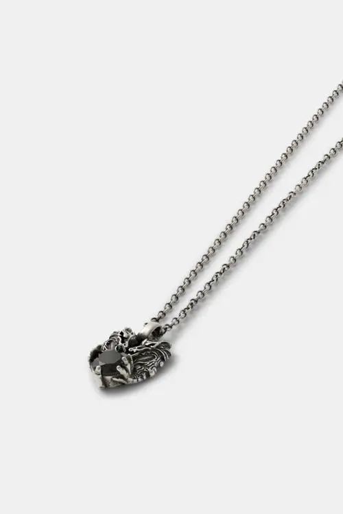 DISTURBIA Sterling Dragon Pendant Necklace With Black Spinel