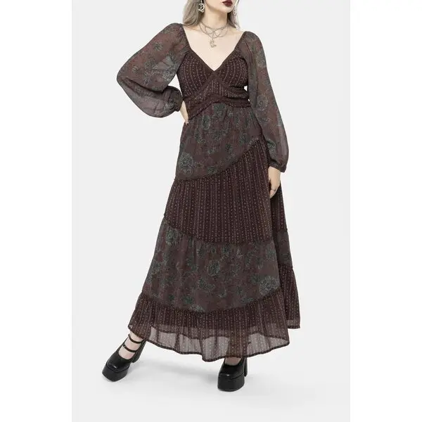 DISTURBIA Paisley Tiered Maxi Dress