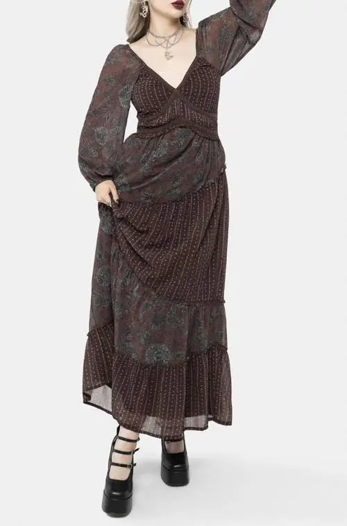 DISTURBIA Paisley Tiered Maxi Dress
