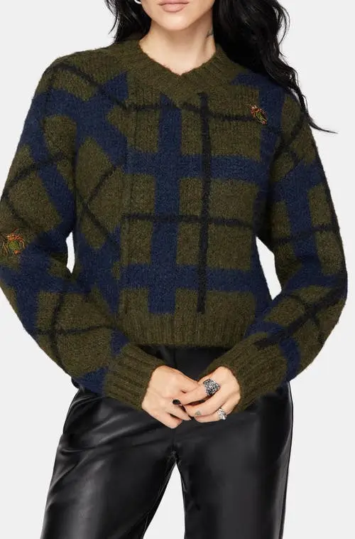 DISTURBIA Nelly Spliced Jacquard Cropped Jumper