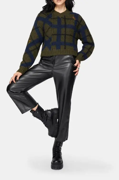DISTURBIA Nelly Spliced Jacquard Cropped Jumper