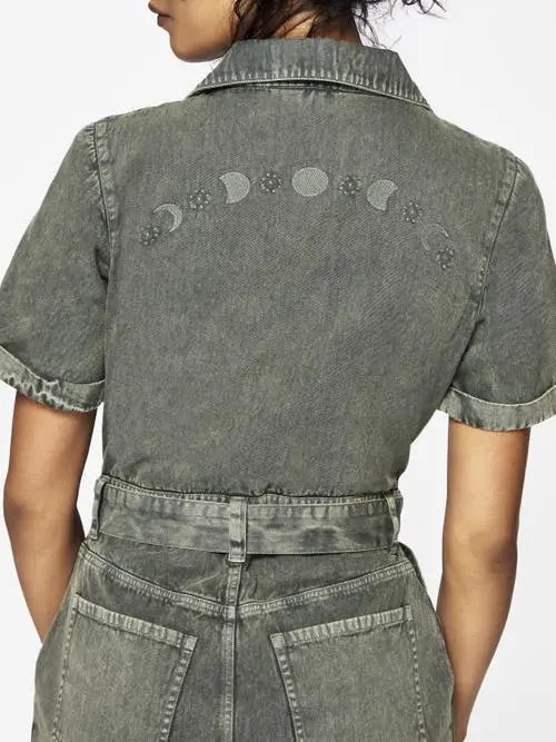 DISTURBIA Nuit Cotton Moon Embroidered Jumpsuit