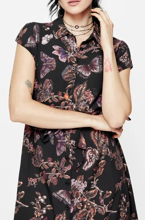 DISTURBIA Eloise Floral Butterfly Print Midi Dress
