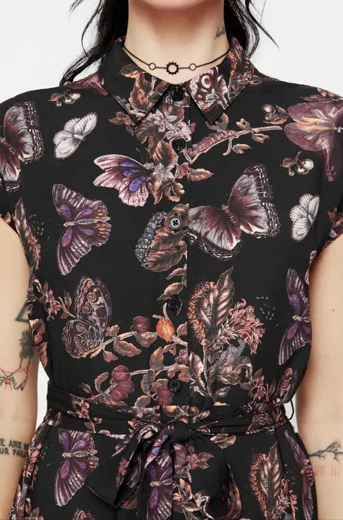 DISTURBIA Eloise Floral Butterfly Print Midi Dress