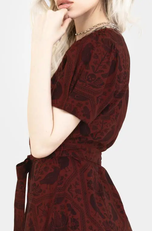 DISTURBIA Annabel Raven Print Button-up Midi Dress
