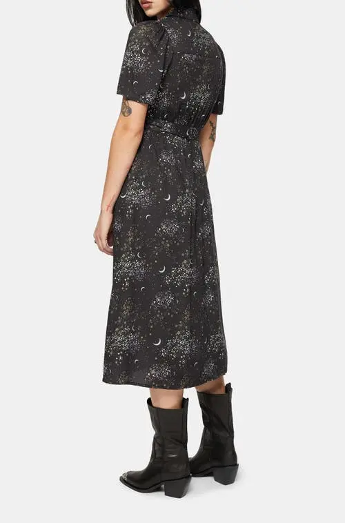 DISTURBIA Peaseblossom Celestial Print Shirt Dress