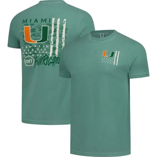 IMAGE ONE Miami Hurricanes Comfort Colors Oht Camo Overlay T-shirt - Green