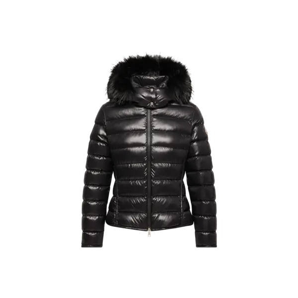 Moncler Badyeffe Hooded Short Down Jacket With Faux Fur Trim - Black