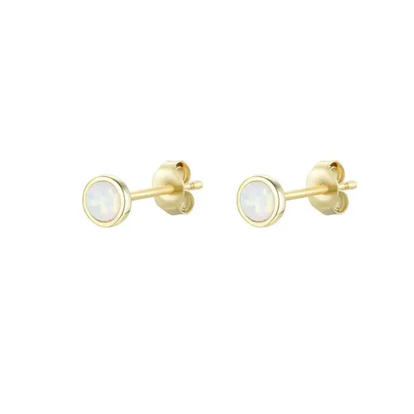 KAMARIA Round Opal Stud Earrings - White