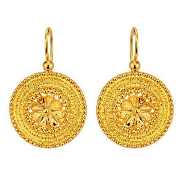 VSTYLE Medallion Drop Earrings With 24ct Plating - Gold