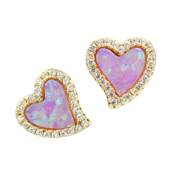 KAMARIA Amore Heart Stud Earrings Opal